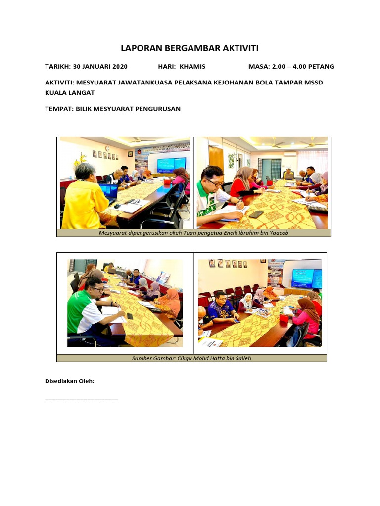 Contoh Template Laporan Bergambar Aktiviti | PDF