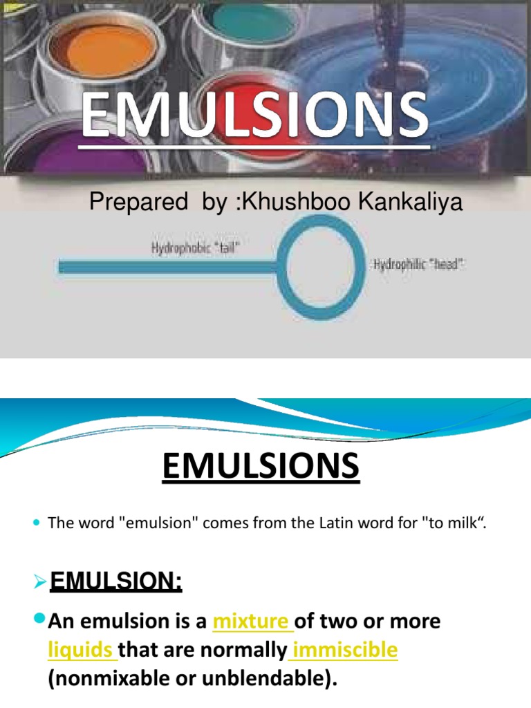 Overview of Emulsions in Pharmacy | PDF | Emulsion | Colloid