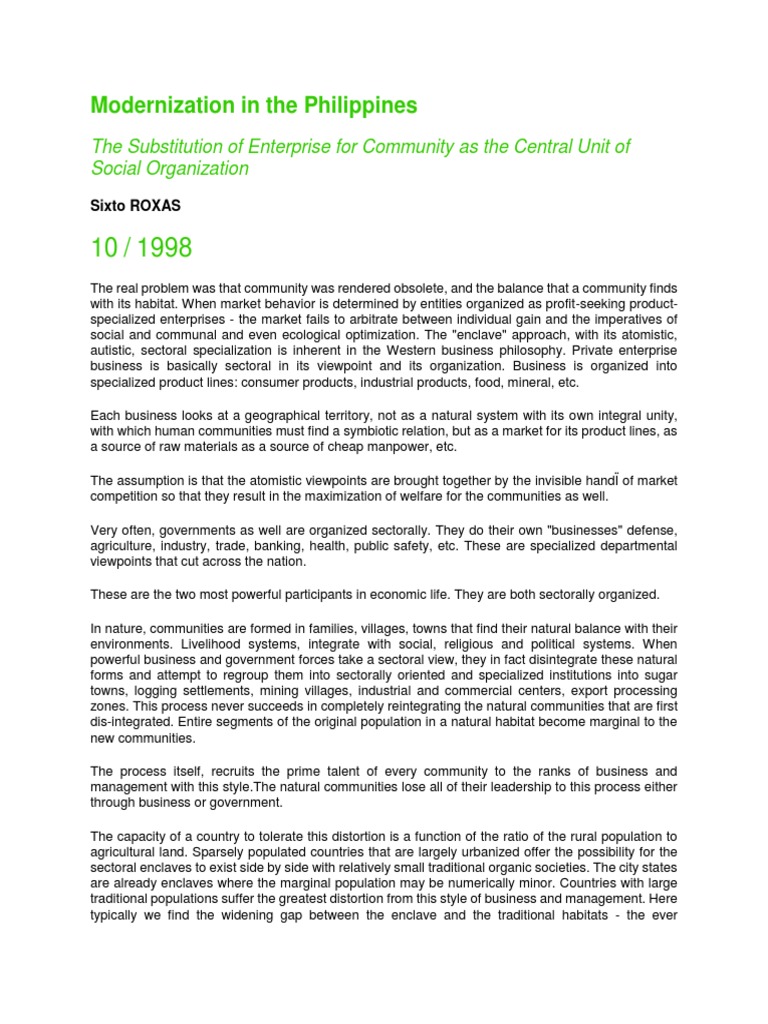 Redefining Community in Philippine Modernization | PDF | Indigenous ...