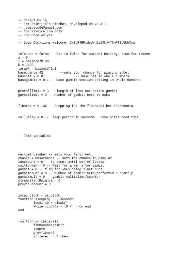 Script for Doge Dice Bot on 999dice | PDF | Teaching Mathematics