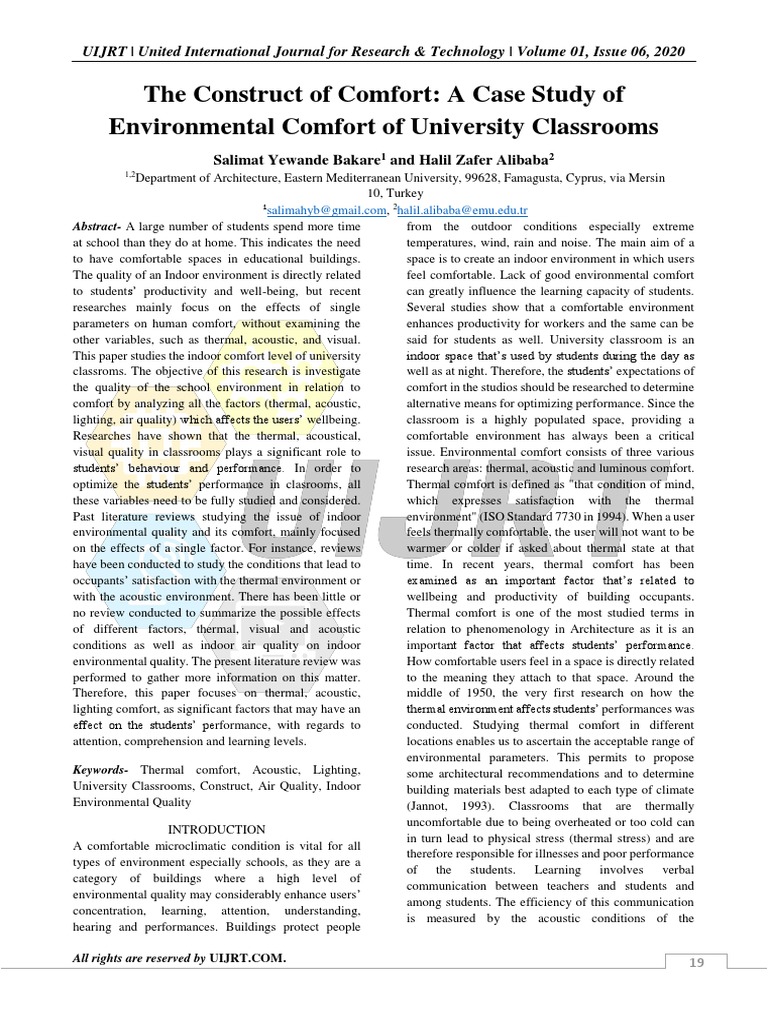 Enhancing Comfort in University Classrooms | PDF | Classroom | Science