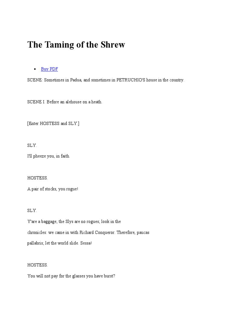 The Taming of The Shrew | PDF | The Taming Of The Shrew