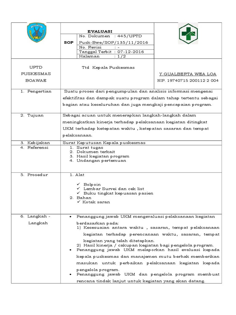 SOP P2P Boawae | PDF | Teknologi & Rekayasa