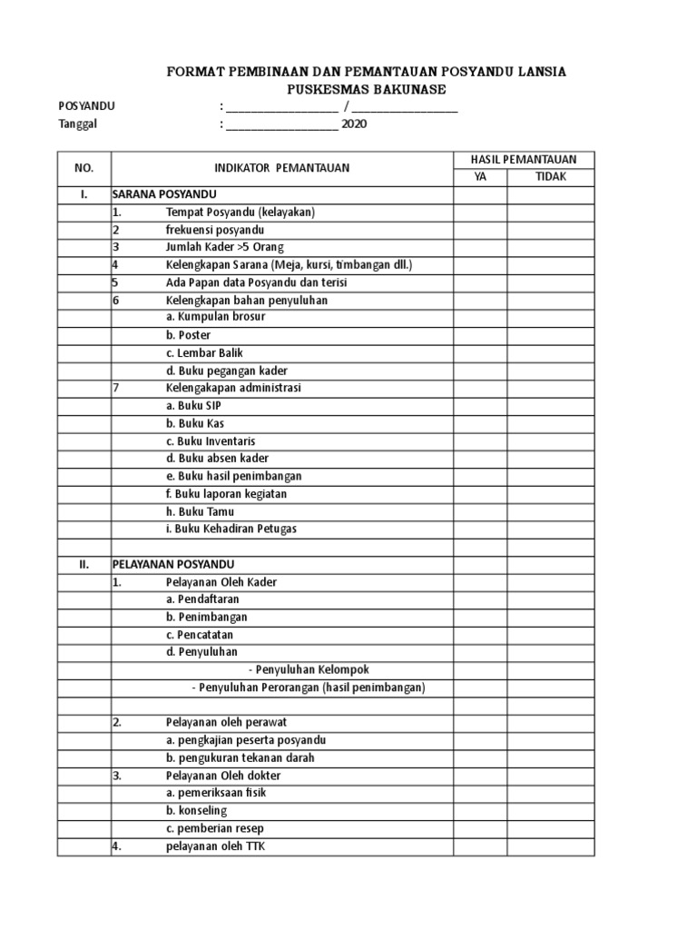 Form Pemantaun Posyandu Lansia | PDF