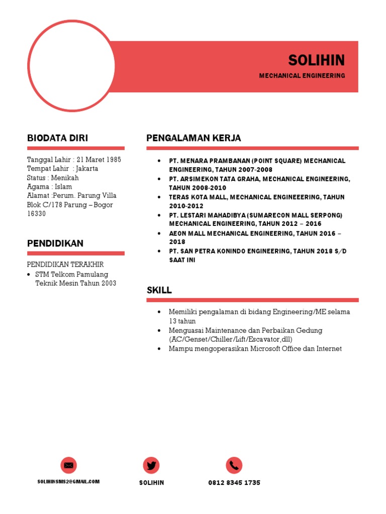 Profil Solihin: Insinyur Mesin Berpengalaman | PDF | Teknologi & Rekayasa