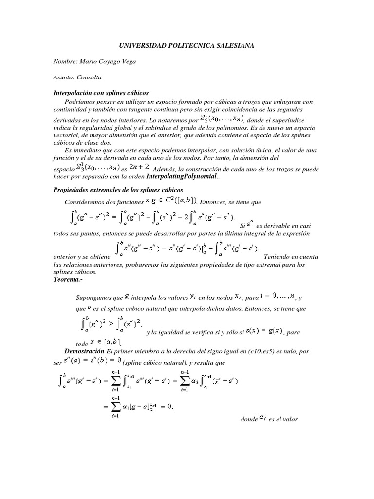 Splines Cubicos | PDF | Spline (Matemáticas) | Álgebra