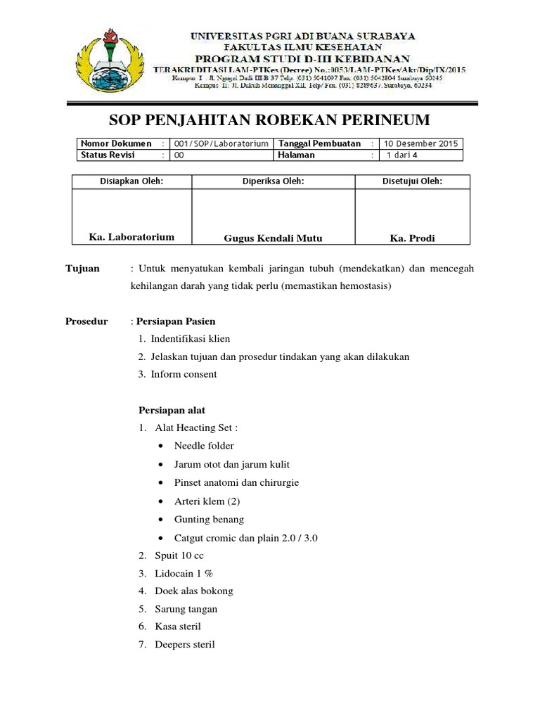 Sop Penjahitan Robekan Perineum | PDF