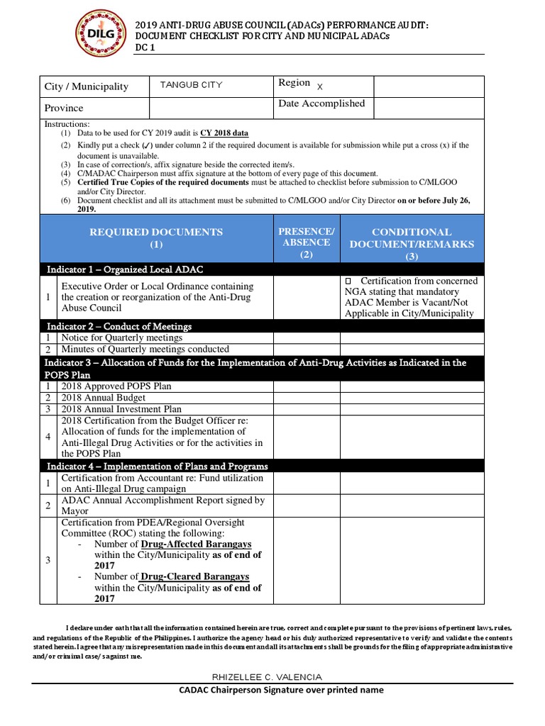 Annex C - Document Checklist DC1 | PDF | Government Information ...