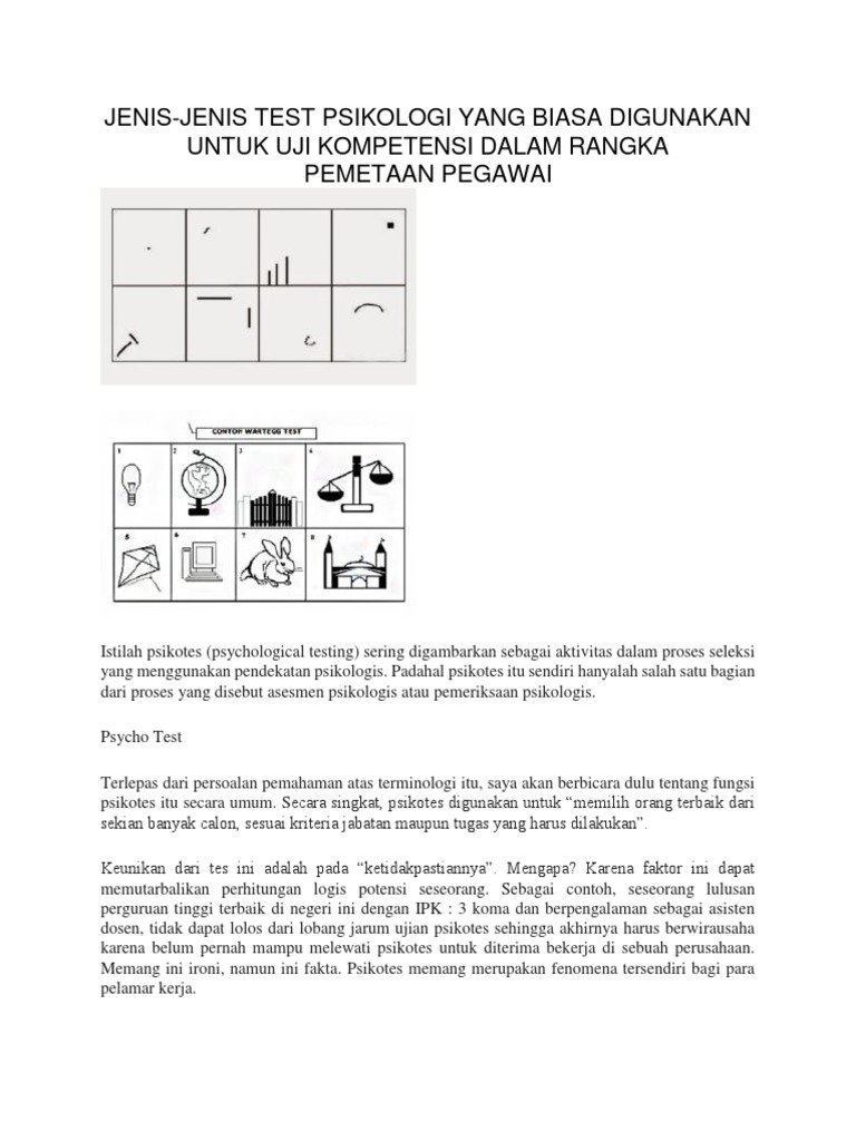 Jenis Test Psikologi | PDF | Pengembangan Diri