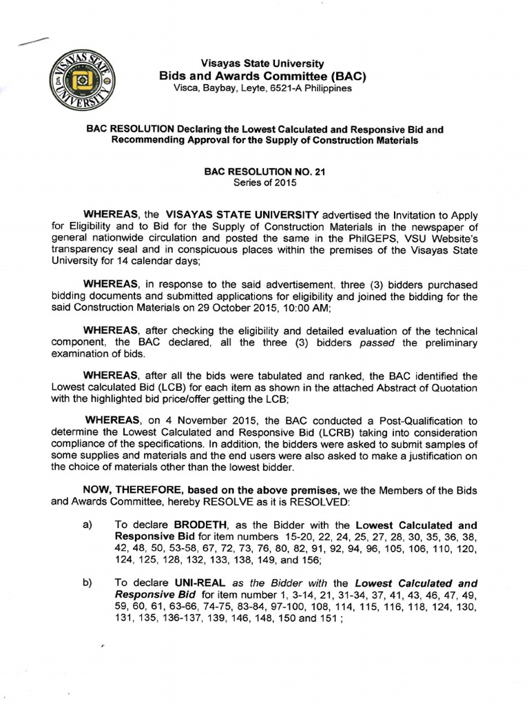 BAC Resolution - GOODS 15 13 | PDF | Business