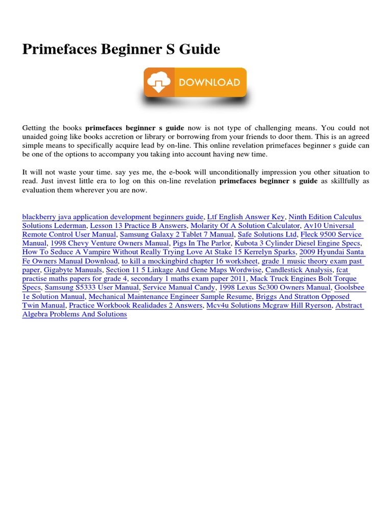 Primefaces Beginner S Guide | PDF