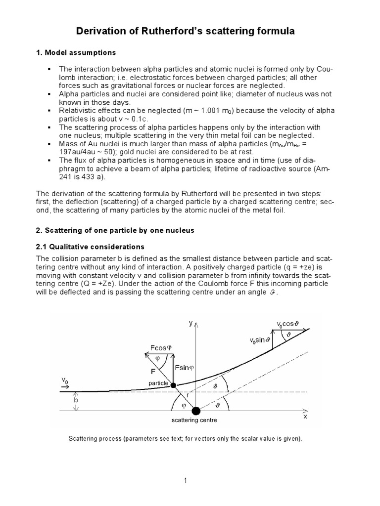 Derivation of Scattering Formula PDF | PDF | Atomic Nucleus | Scattering