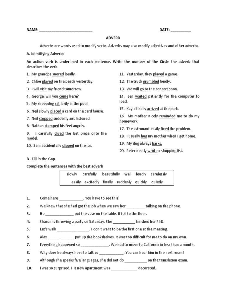 Test | PDF | Adverb | Verb
