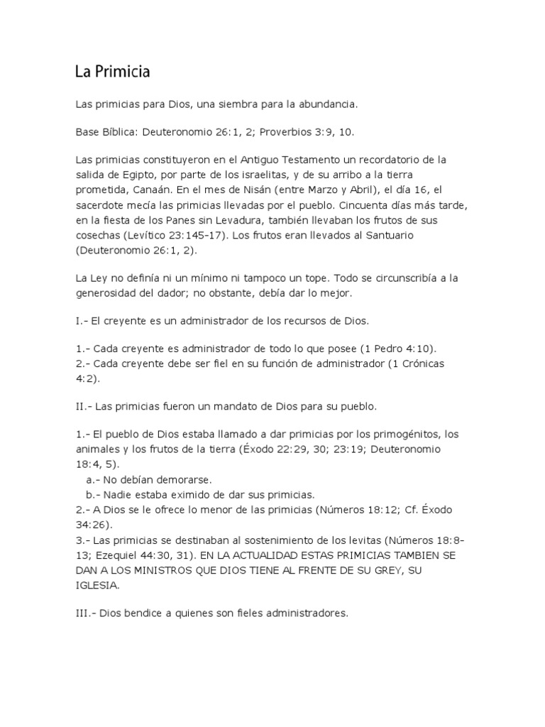 Las Primicias: Significado y Práctica | PDF | La resurrección de Jesús ...