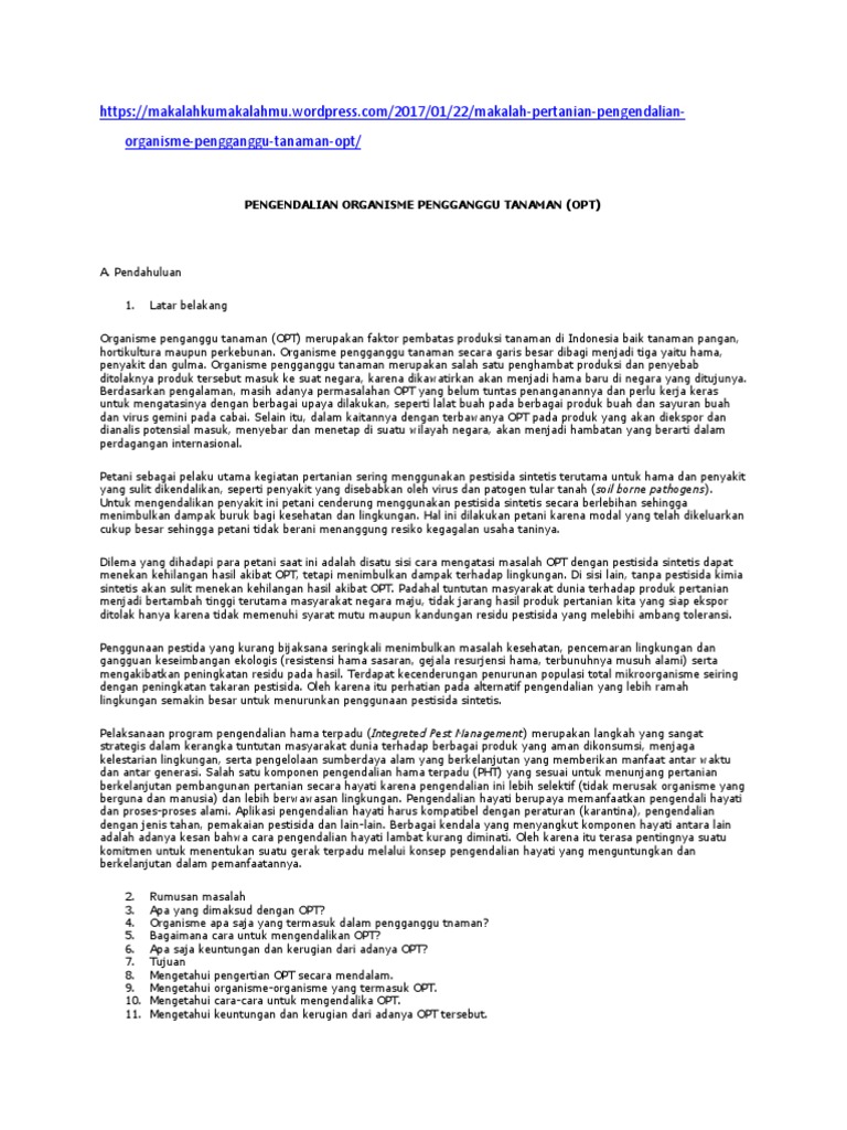 Pengendalian Organisme Pengganggu Tanaman | PDF