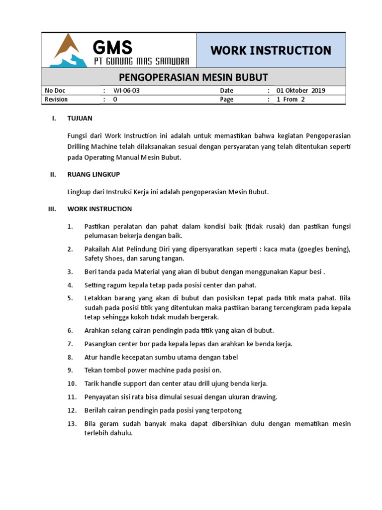 WI-06-03 (Mesin Bubut) | PDF