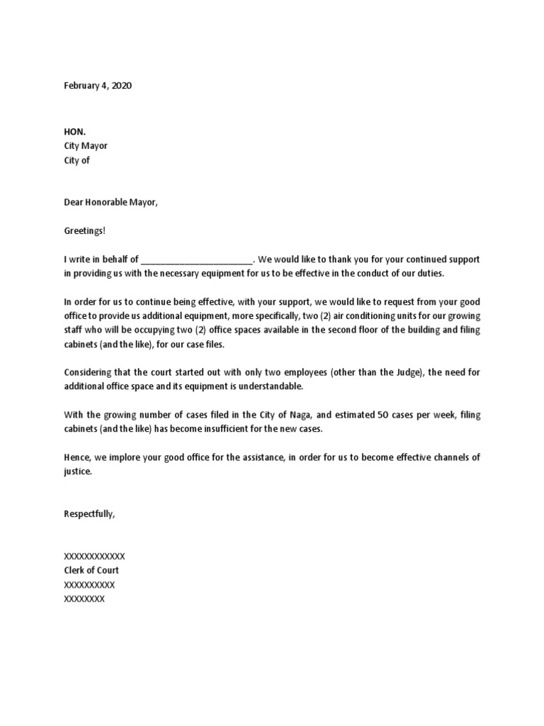 Letter To Honorable Mayor DRAFT | PDF