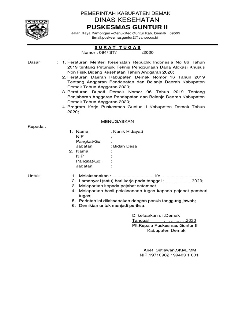 Surat Tugas Bok 2020 | PDF | Bisnis | Pengelolaan Keuangan & Uang