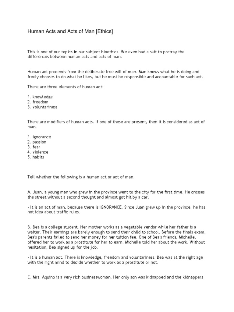 Human Acts and Acts of Man | PDF | Social Institutions | Social Science