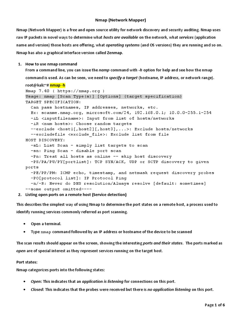 Network Scanning Using Nmap | PDF | Port (Computer Networking) | Transmission Control Protocol