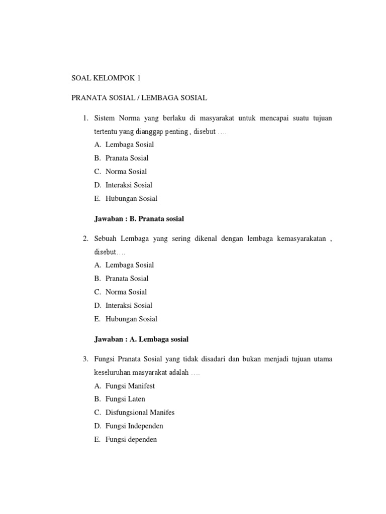 Kumpulan Soal Kelompok 1-9 (Bu Ros) | PDF