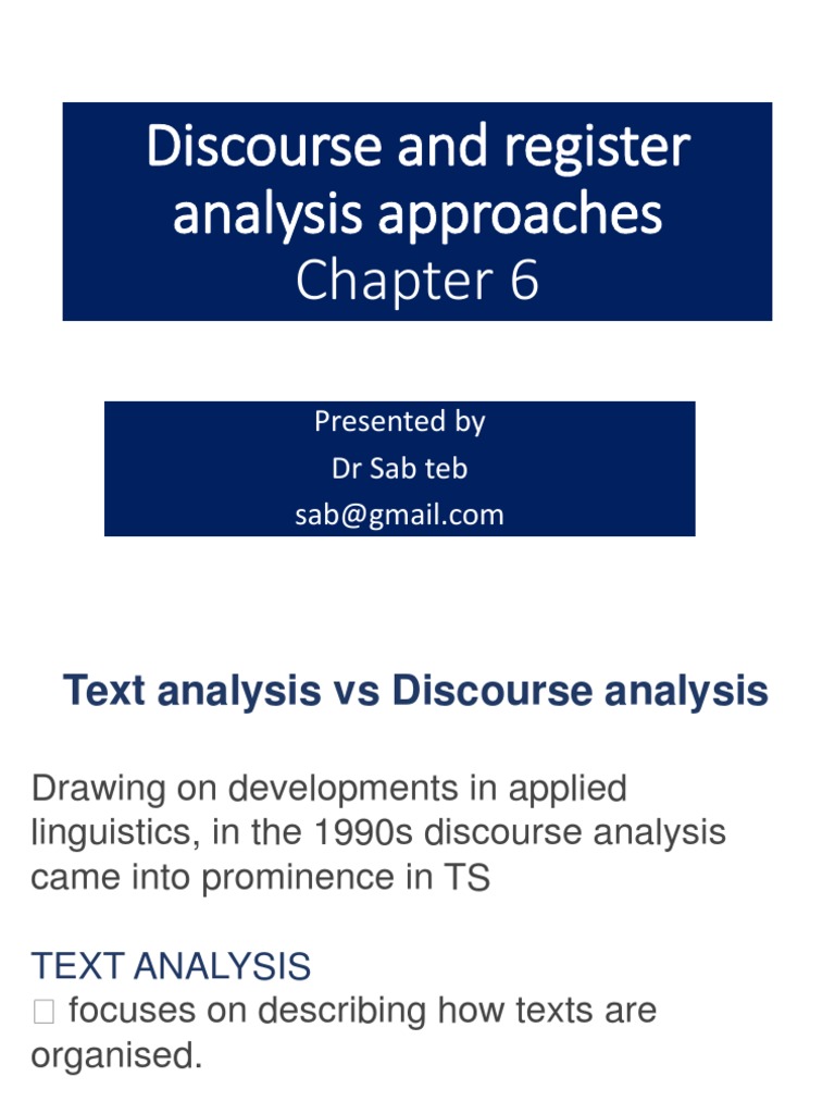 Discourse and Register Analysis Approaches | PDF | Linguistics | Grammar