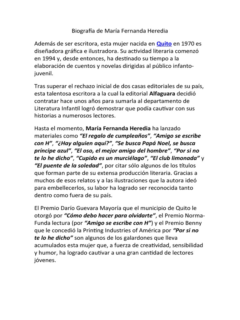 Biografía de María Fernanda Heredia