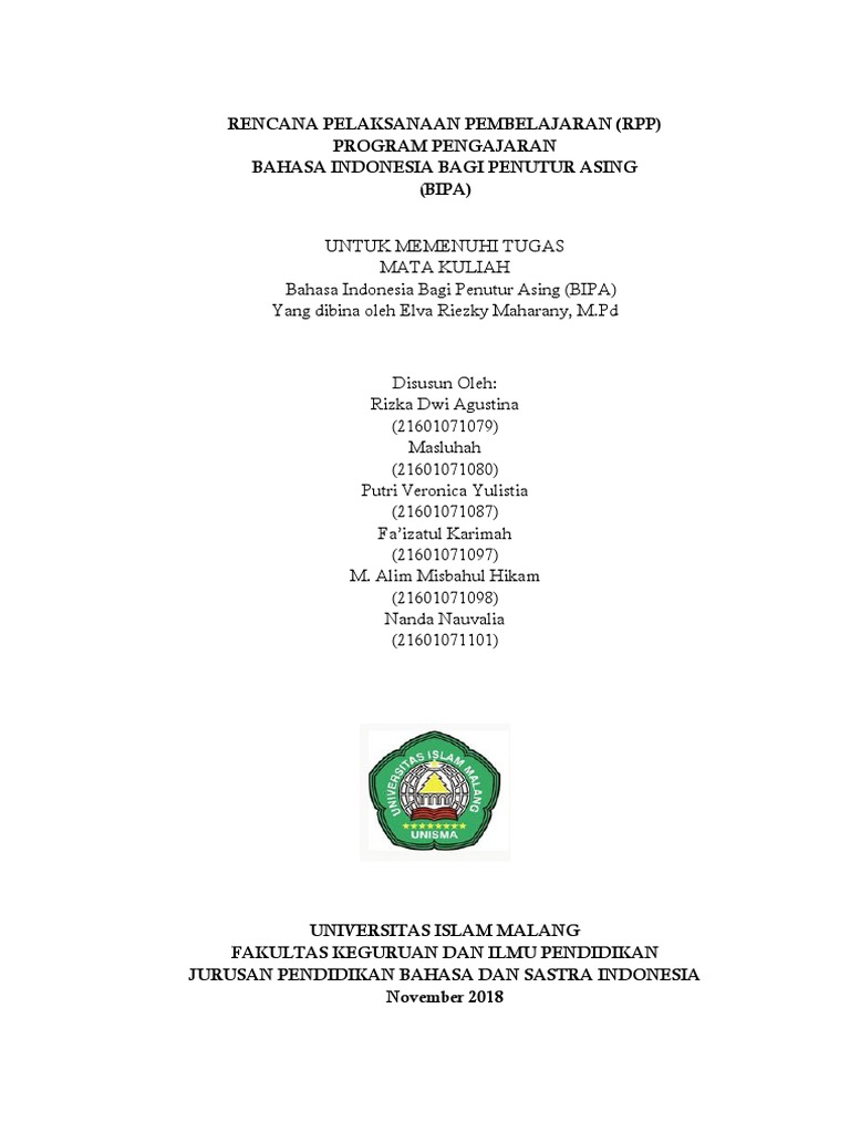 RPP Mikro Teaching Bipa A-2 PDF | PDF