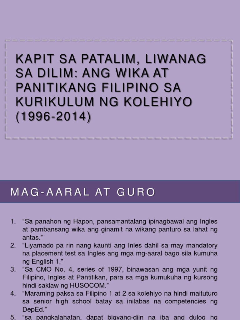 Fil12 Kapit Sa Patalim, Liwanag Sa Dilim Group 5 | PDF
