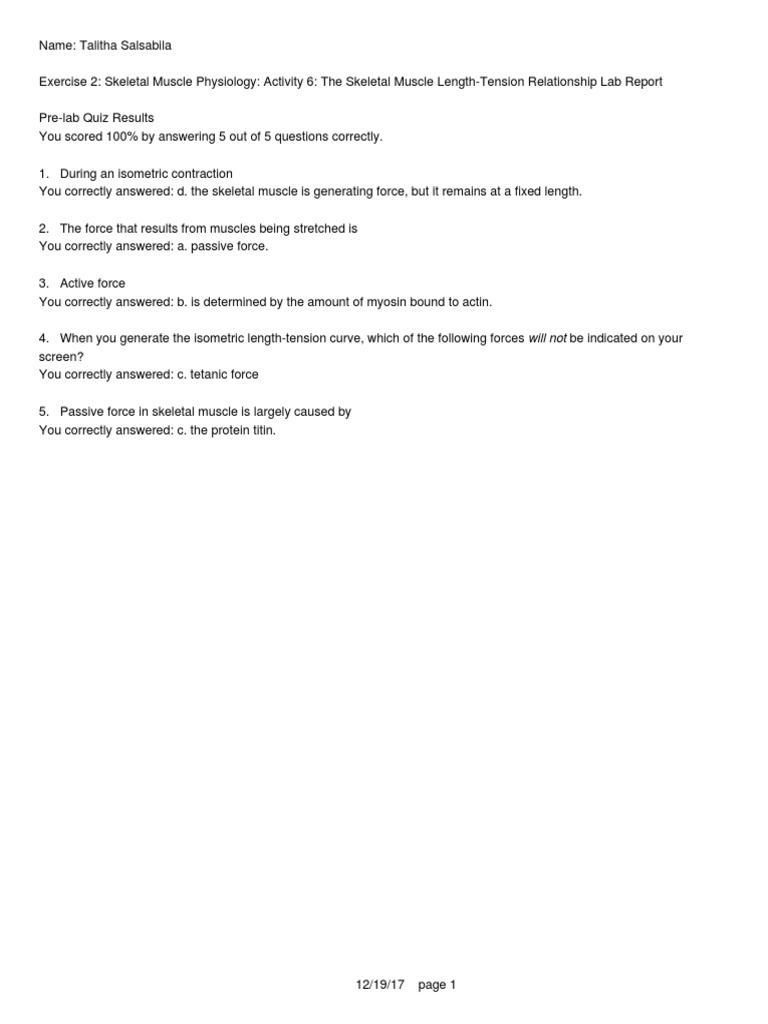Muscle Length-Tension Lab Report | PDF | Muscle Contraction | Skeletal ...