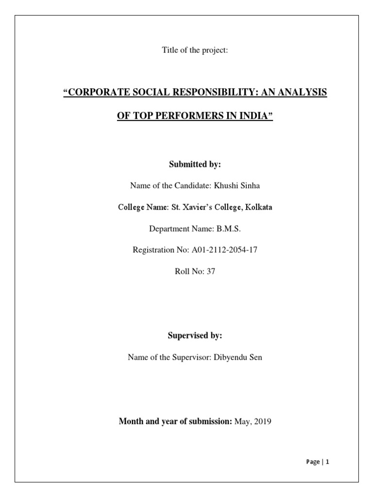 CSR Term Paper | PDF | Corporate Social Responsibility | Business