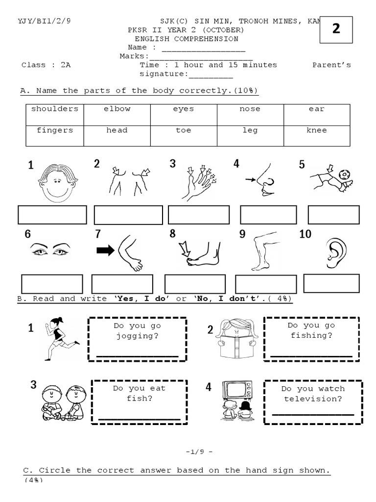English Year 2 Assessment Paper 1 / PKSR 2 (2018) | PDF | Nature
