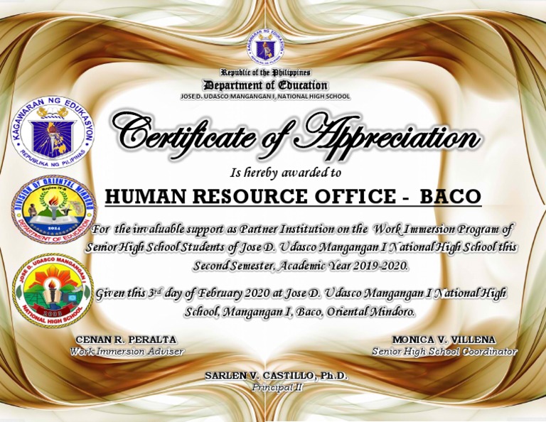 Immersion Certificate PDF | PDF