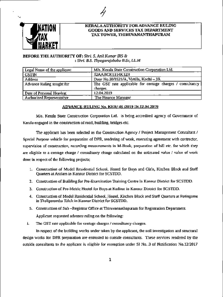 GST On Centage Charges PDF | PDF