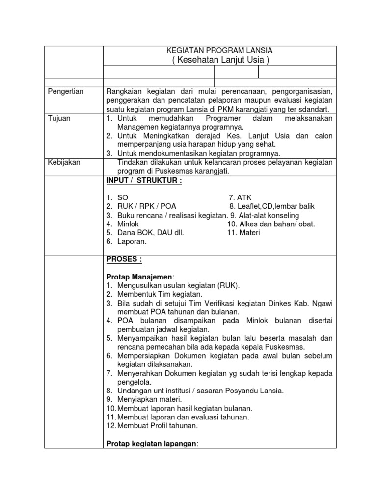 Sop Lansia | PDF
