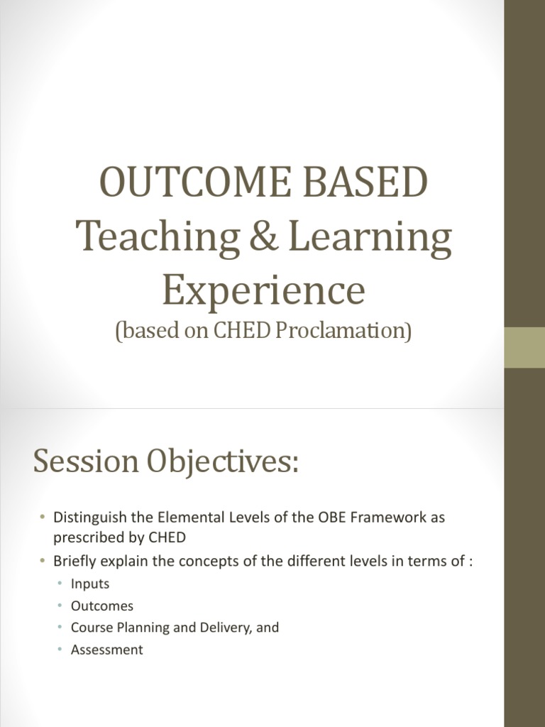 A Framework for Outcomes-Based Education: Distinguishing Levels of ...