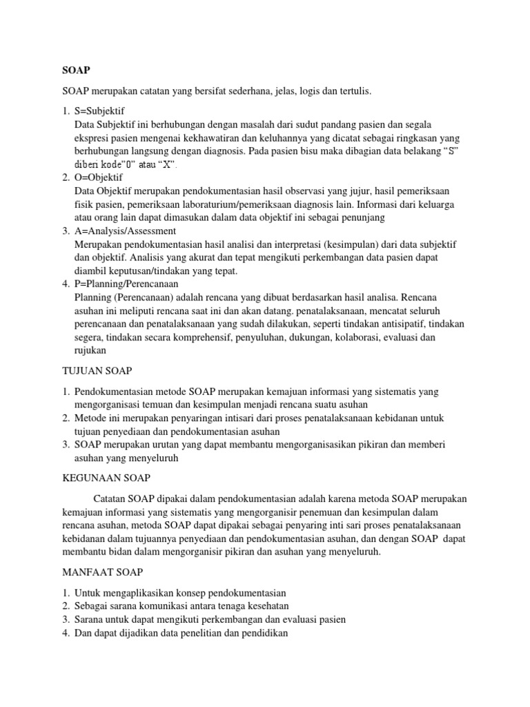 Metode Dokumentasi SOAP | PDF