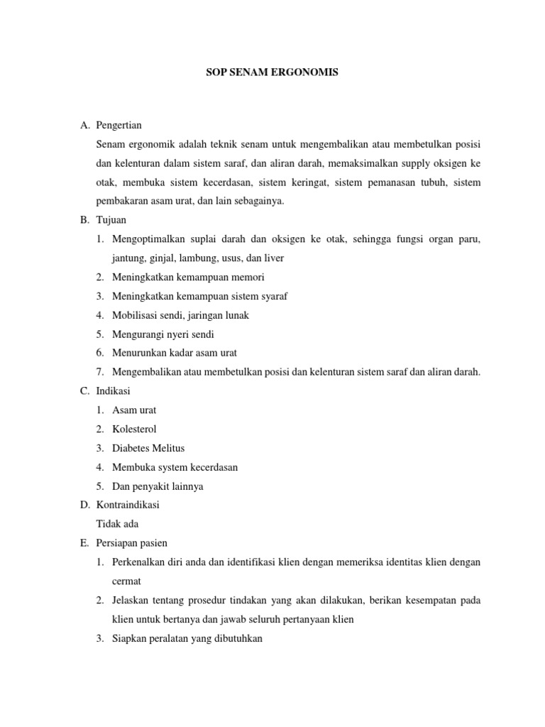 Sop Senam Ergonomis Gerontik | PDF