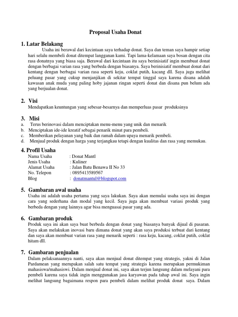 Proposal Usaha Donat Kwu | PDF