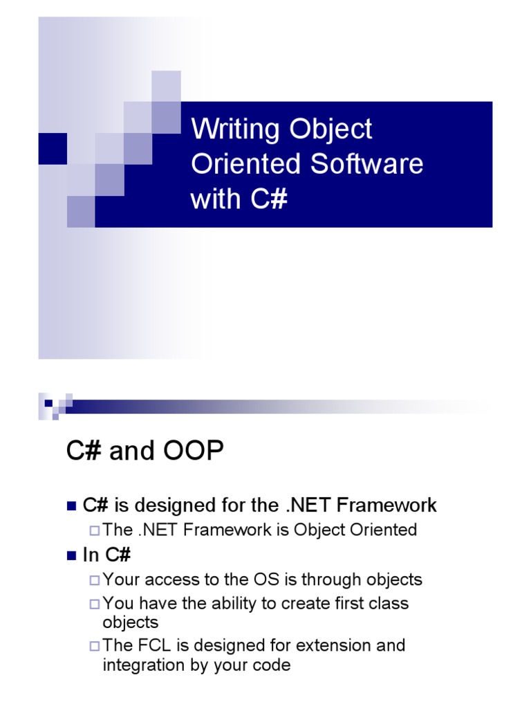 Writing Object Oriented Software With C# | PDF | Constructor (Object ...