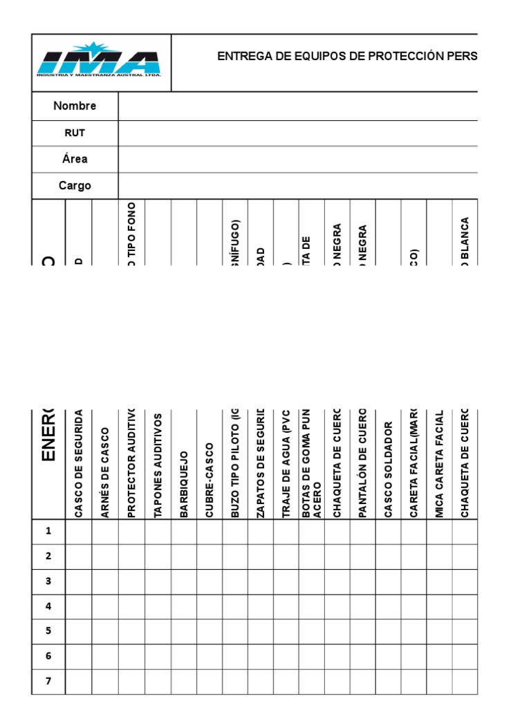 Planilla Entrega EPP | Descargar gratis PDF | Violencia | Ropa