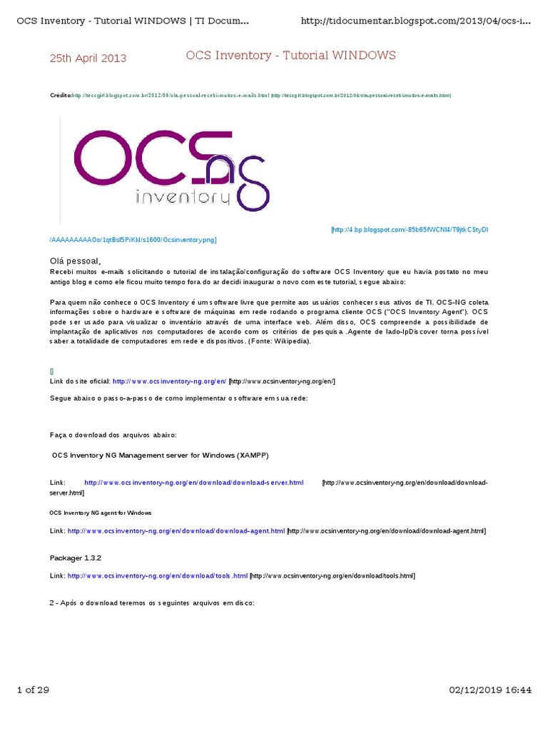 Instalando Ocs No Windows | PDF | Microsoft Windows | Tecnologia da ...