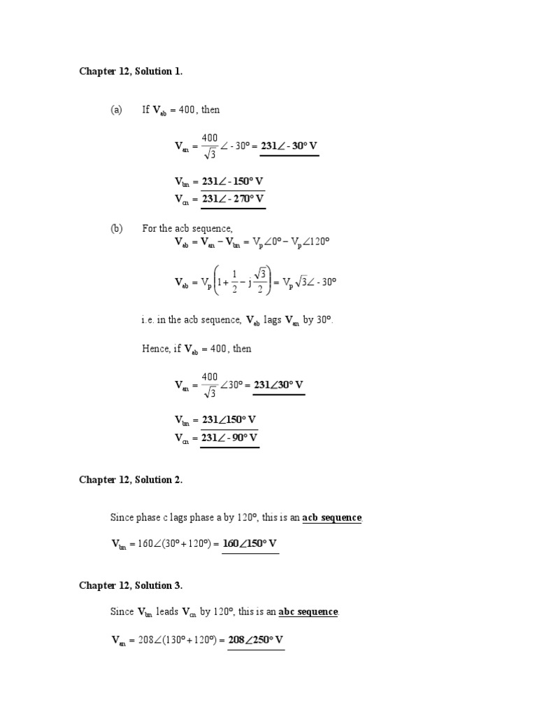Three-Phase Circuit Analysis Solutions | PDF | Electrical Engineering ...