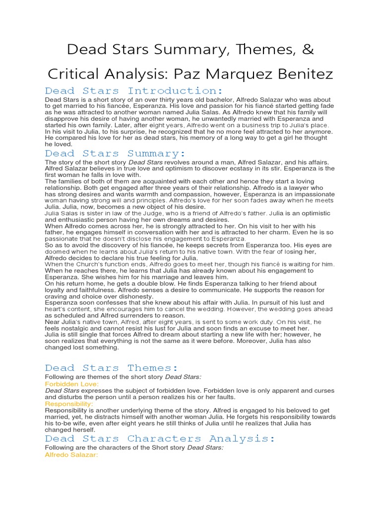 Dead Stars Summary - Docx2 | PDF | Love