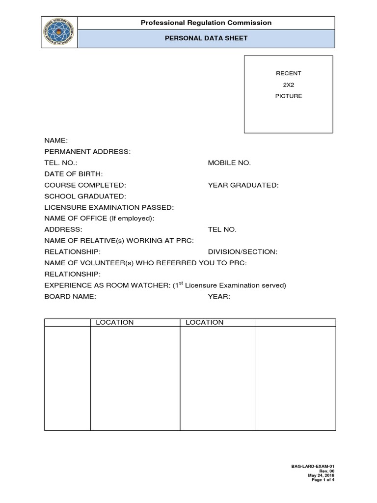 Personal Data Sheet | PDF | Test (Assessment) | Government