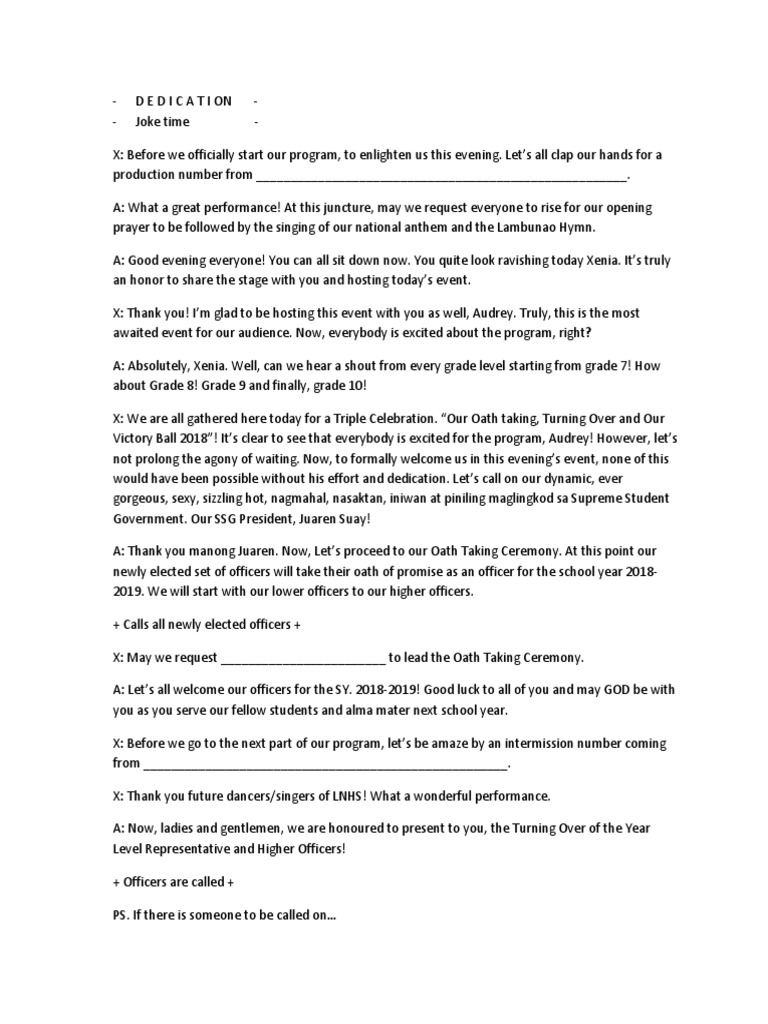 Emcee Script 2018 | PDF