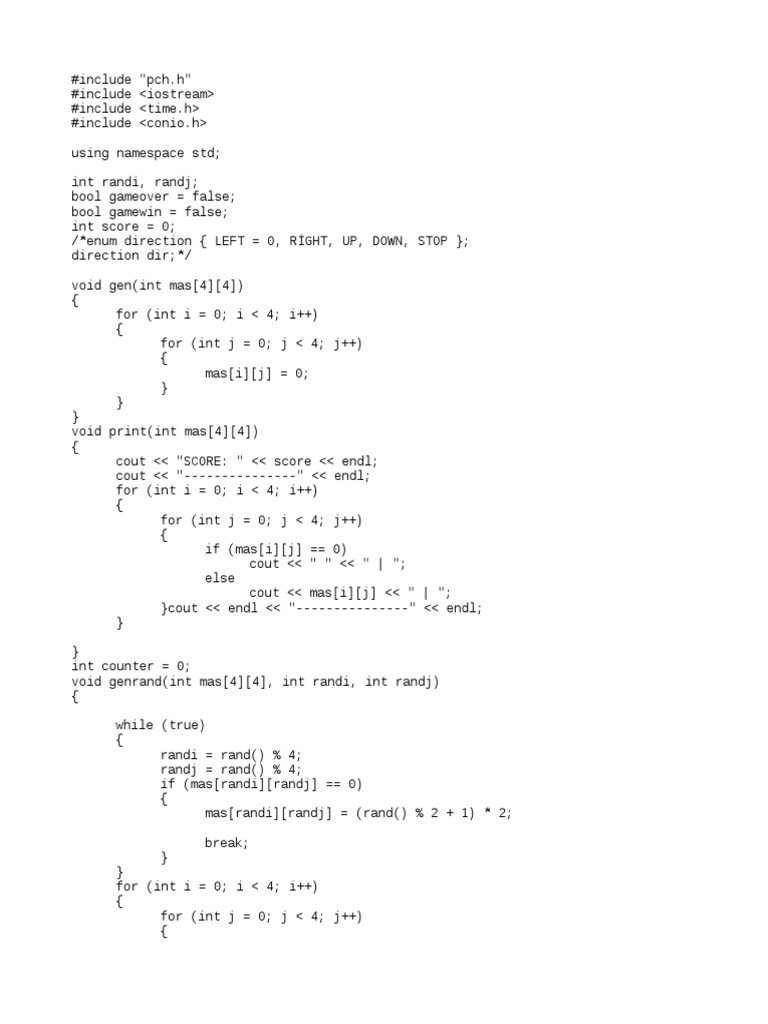 2048 Game Code | PDF | Computer Programming | Software Engineering