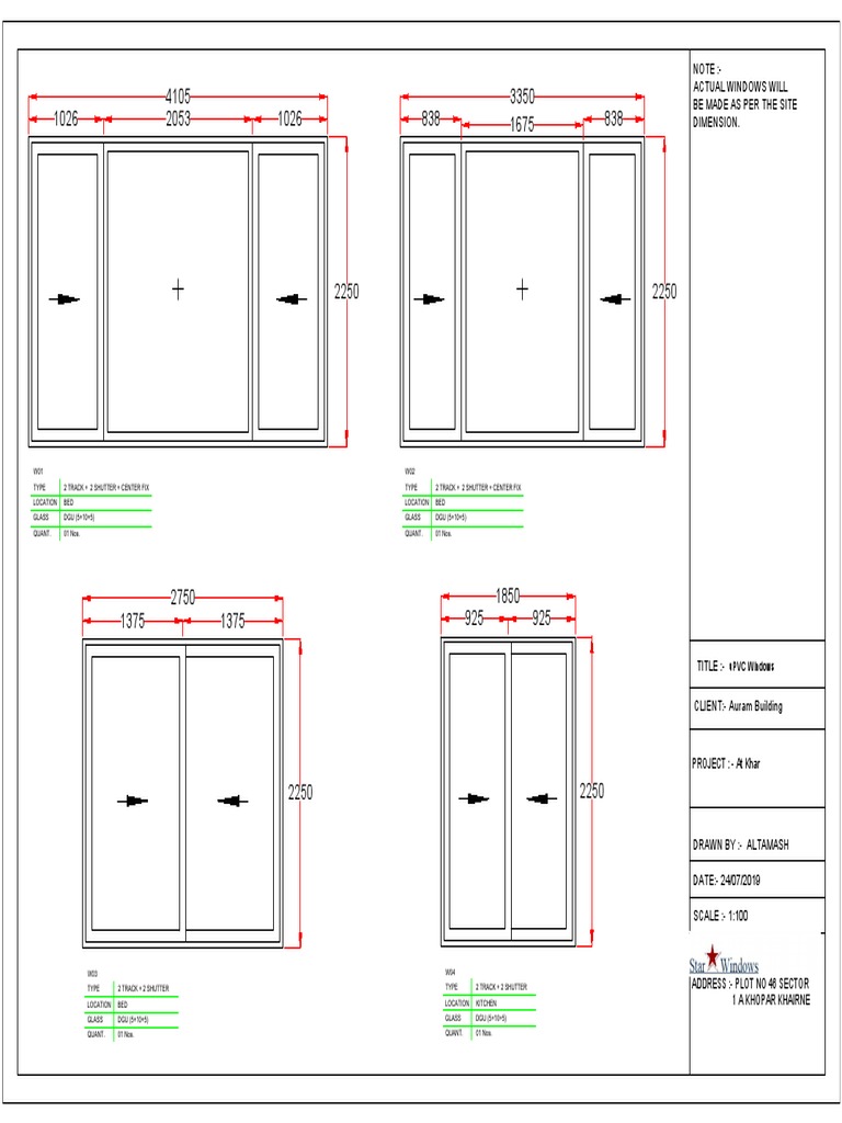Upvc Window Drawing 01 | PDF