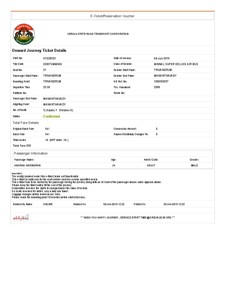 Bus Tickets Format | PDF | Fare | Ticket (Admission)