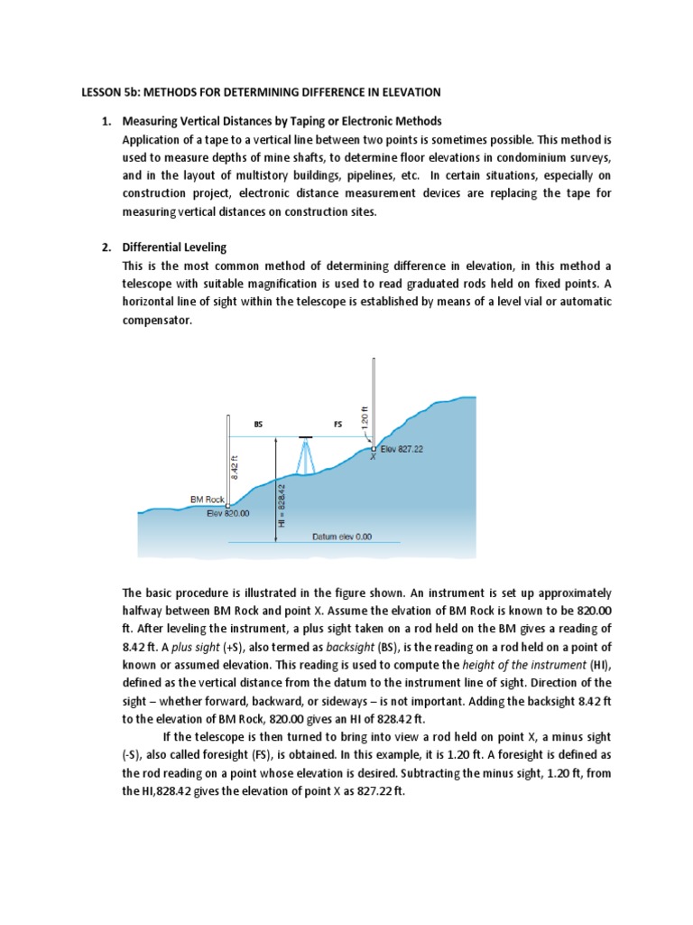 4b Methods For Determining Difference In Elevation Pdf Scientific